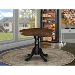 East West Furniture Wooden AMT-WBK-TP Dinner Table with Walnut Round Tabletop and 36 x 29.5-Black Finish