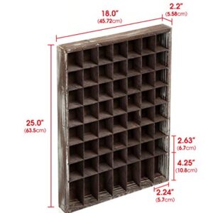 J JACKCUBE DESIGN - Rustic Wood Shot Glasses Display Case 56 Compartments Wall Mount Pint glass Shadow box Bar Cabinet Collection Freestanding - MK524A