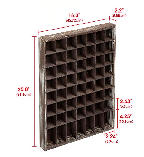 J JACKCUBE DESIGN - Rustic Wood Shot Glasses Display Case 56 Compartments Wall Mount Pint glass Shadow box Bar Cabinet Collection Freestanding - MK524A