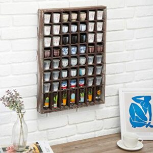 J JACKCUBE DESIGN - Rustic Wood Shot Glasses Display Case 56 Compartments Wall Mount Pint glass Shadow box Bar Cabinet Collection Freestanding - MK524A