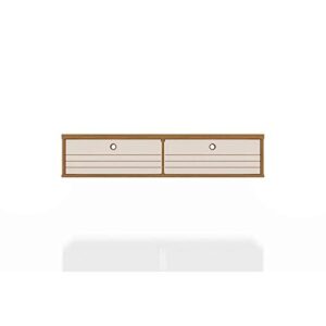 manhattan comfort liberty mid century modern home office floating desk, 42.28", cinnamon and off white