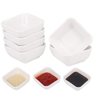 belinlen 3 ounce 6 pack ceramic dip bowls set porcelain dip mini bowls soy sauce dish/bowls - good for tomato sauce, soy, bbq and other party dinner (white)