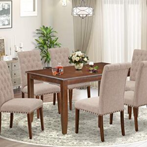 East West Furniture DUBR7-MAH-04 Dining Room Set, Mahogany