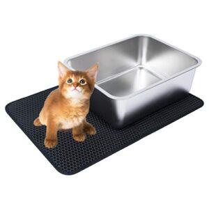 Dimaka Stainless Steel Litter Box for Cat and Kitten, 6 inch Side Height, Non Stick Smooth Surface Metal Pan, Easy to Clean, Non Odor and Rust Proof, Safe and Hard (17.5" X 14")