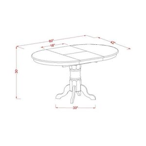 East-West Furniture AVCL7-LWH-C Dining Table Set- 6 Wonderful Wooden Chairs with Linen Fabric Seat - A Butterfly Leaf Pedestal Dining Table (Linen White Finish)