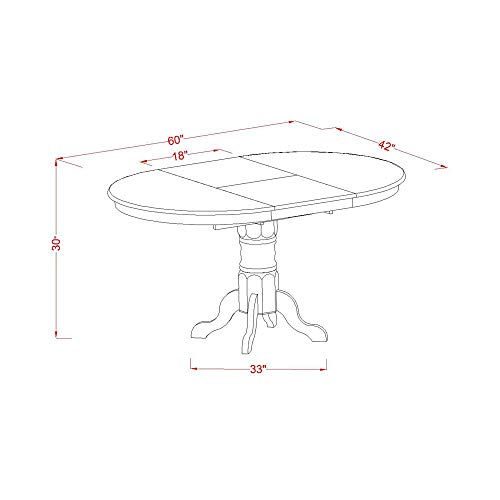 East-West Furniture AVCL7-LWH-C Dining Table Set- 6 Wonderful Wooden Chairs with Linen Fabric Seat - A Butterfly Leaf Pedestal Dining Table (Linen White Finish)