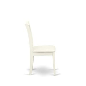 East-West Furniture AVCL7-LWH-C Dining Table Set- 6 Wonderful Wooden Chairs with Linen Fabric Seat - A Butterfly Leaf Pedestal Dining Table (Linen White Finish)