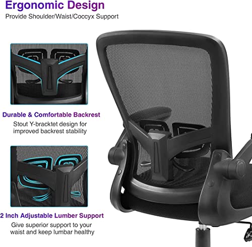 Office Chair Clearance, Ergonomic Desk Chair with Adjustable Height, Lumbar Support, High Back Mesh Computer Chair with Flip up Armrests, Task Chairs for Home Office - 300lb Executive Chair