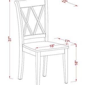 East West Furniture DLCL5-MAH-C 5-Pc Set Mahogany Finish-Two 9-inch Drops Leave and Pedestal Legs Modern Dining Table & 4 Double X-Back Wooden Chairs