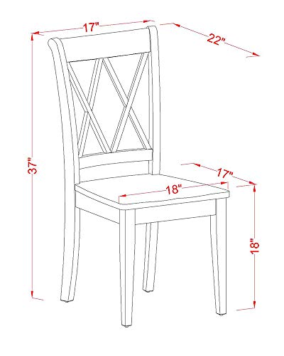 East West Furniture DLCL5-MAH-C 5-Pc Set Mahogany Finish-Two 9-inch Drops Leave and Pedestal Legs Modern Dining Table & 4 Double X-Back Wooden Chairs