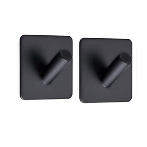 celbon 4pc self adhesive bath towel hook black sticky stainless steel robe hooks heavy duty door hooks for bathrooms,kitchen,lavatory closet (square, 2pc)