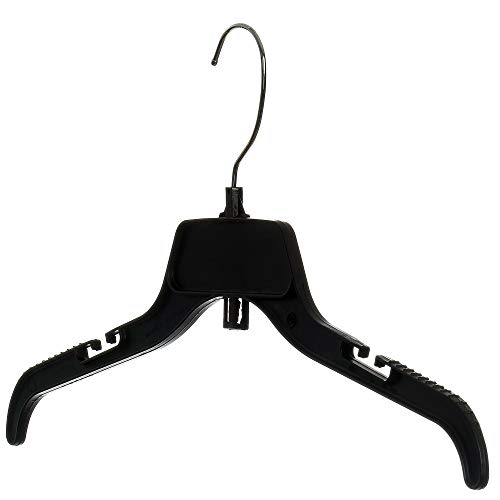 Mainetti 484 Recycled Black Plastic Hangers with Rotating Metal Hook and Notches for Straps, Great for Shirts/Tops/Dresses, 17-Inch (Pack of 100)