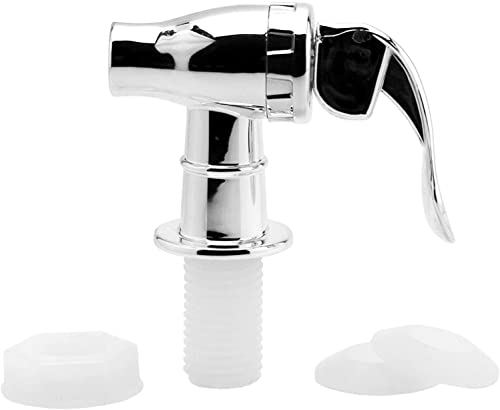 Cornucopia Push Style Spigots for Beverage Dispenser Carafes (2-Pack), Replacement Lever Pour Spouts, Chrome Design Lock Open Style