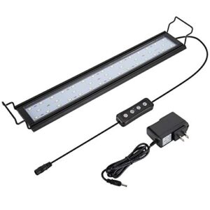 hygger 14w full spectrum aquarium light with aluminum alloy shell extendable brackets, white blue red leds, external controller, for freshwater fish tank (18-24 inch)