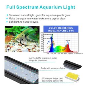 hygger 14W Full Spectrum Aquarium Light with Aluminum Alloy Shell Extendable Brackets, White Blue Red LEDs, External Controller, for Freshwater Fish Tank (18-24 inch)