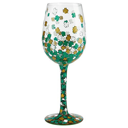 Enesco Designs by Lolita Shamrock Hand-Painted Artisan Wine Glass, 1 Count (Pack of 1), Multicolor