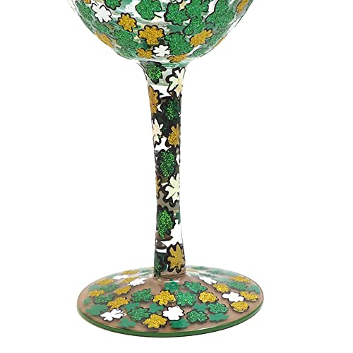 Enesco Designs by Lolita Shamrock Hand-Painted Artisan Wine Glass, 1 Count (Pack of 1), Multicolor