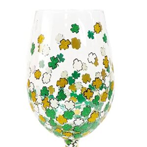 Enesco Designs by Lolita Shamrock Hand-Painted Artisan Wine Glass, 1 Count (Pack of 1), Multicolor