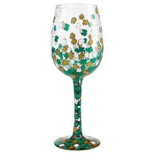 Enesco Designs by Lolita Shamrock Hand-Painted Artisan Wine Glass, 1 Count (Pack of 1), Multicolor