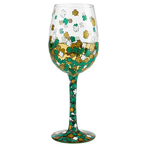 Enesco Designs by Lolita Shamrock Hand-Painted Artisan Wine Glass, 1 Count (Pack of 1), Multicolor