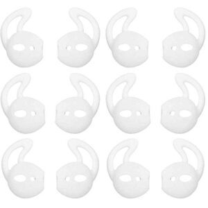 ALXCD Ear Cover Ear Tips Hook Replacement for Airpod Headset MMEF2AM/A, 6 Pairs Anti-Slip Soft Silicone Replacement Ear Tips, Fit for Airpod [Sport](White 12S)