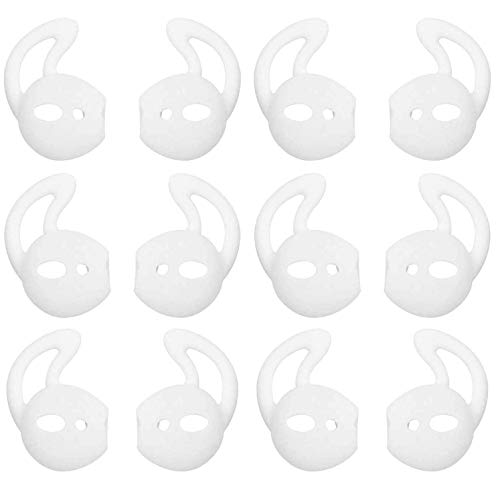 ALXCD Ear Cover Ear Tips Hook Replacement for Airpod Headset MMEF2AM/A, 6 Pairs Anti-Slip Soft Silicone Replacement Ear Tips, Fit for Airpod [Sport](White 12S)