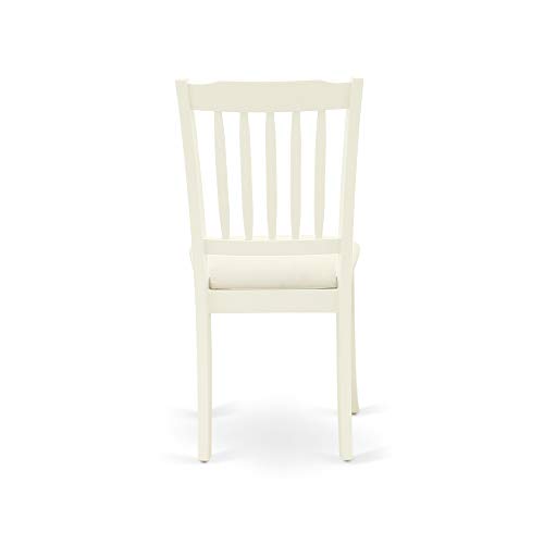 East West Furniture DLDA3-WHI-C 3Pc Dinette Set Includes a Rounded Kitchen Table with Drop Leaves and Two Vertical Slatted Linen Fabric Seat Dining Chairs, White Finish, 3