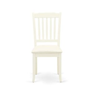 East West Furniture DLDA3-WHI-C 3Pc Dinette Set Includes a Rounded Kitchen Table with Drop Leaves and Two Vertical Slatted Linen Fabric Seat Dining Chairs, White Finish, 3