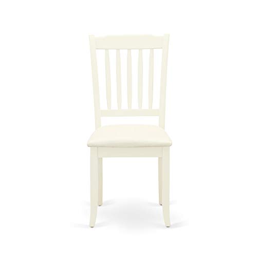 East West Furniture DLDA3-WHI-C 3Pc Dinette Set Includes a Rounded Kitchen Table with Drop Leaves and Two Vertical Slatted Linen Fabric Seat Dining Chairs, White Finish, 3