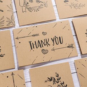 150 Pack Thank You Cards with Envelopes and Stickers, Brown Craft Black Chalkboards Thank You Cards Multipack for Business Wedding Bridal Shower Baby Shower