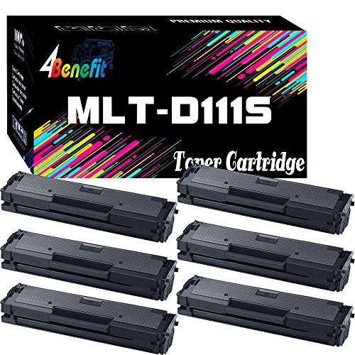 (6-Pack，Black) Compatible 111S 111L MLT-D111L MLT-D111S Toner Cartridge MLTD111S Used for Samsung Xpress Xpress SL-M2020 M2020W M2022 M2022W M2026 M2070FW M2070 Printer, by 4Benefit