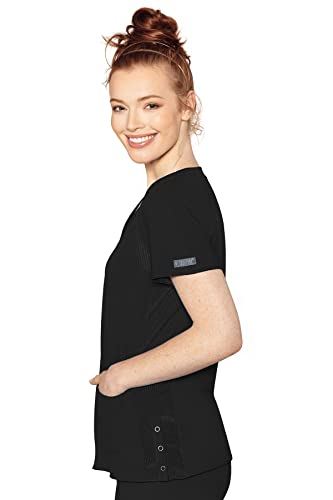 Med Couture Women's 'Peaches Collection' Rangal Scrub Top, Black, Large