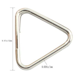 Youliang 10pcs Stainless Steel Triangle Key Ring 1mm Wire 12mm Key Ring for Key Chain Belts Decoration