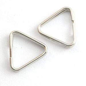 Youliang 10pcs Stainless Steel Triangle Key Ring 1mm Wire 12mm Key Ring for Key Chain Belts Decoration