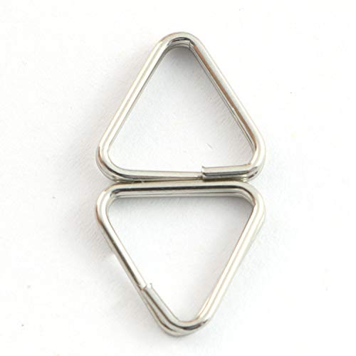 Youliang 10pcs Stainless Steel Triangle Key Ring 1mm Wire 12mm Key Ring for Key Chain Belts Decoration