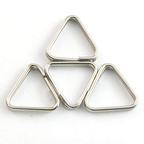 Youliang 10pcs Stainless Steel Triangle Key Ring 1mm Wire 12mm Key Ring for Key Chain Belts Decoration