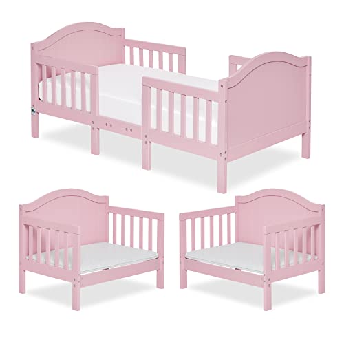 Dream On Me Portland 3 In 1 Convertible Toddler Bed in Pink, Greenguard Gold Certified, 56x29x28 Inch (Pack of 1)