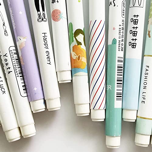 Sencoo 24 pack Gel Ink Rollerball Pens Black Pens Cute Pens for Girl Smooth Writing for Student Model Random