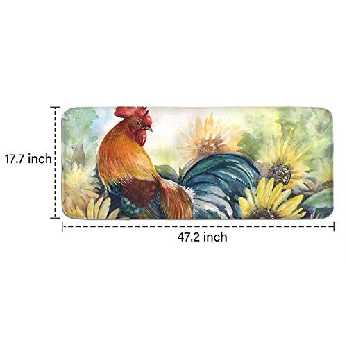 Unicorns Farting Sunflower and Rooster Kitchen Mat Water Absorbing Standing Mat Non-Slip Kitchen Rug