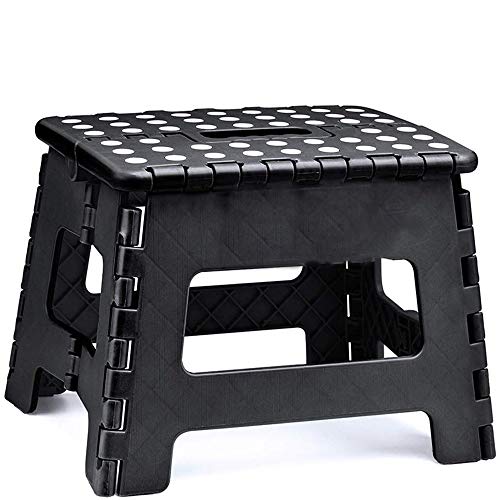 EFAILY Folding Step Stool,11 Inches Wide with Handle for Kitchen, Bedroom, Bathroom ,Kids or Adults (Black)