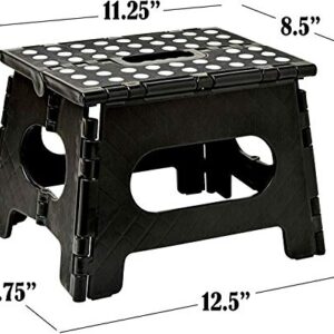 EFAILY Folding Step Stool,11 Inches Wide with Handle for Kitchen, Bedroom, Bathroom ,Kids or Adults (Black)