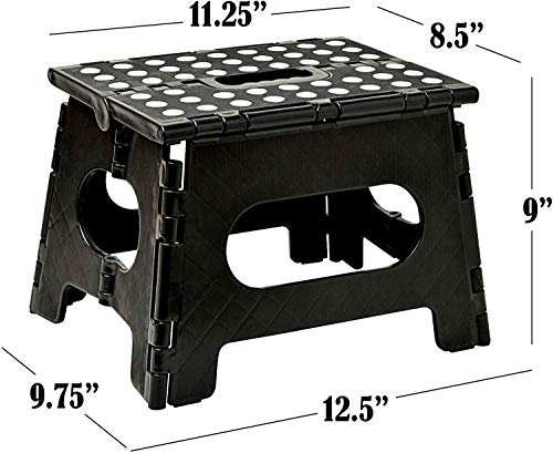 EFAILY Folding Step Stool,11 Inches Wide with Handle for Kitchen, Bedroom, Bathroom ,Kids or Adults (Black)