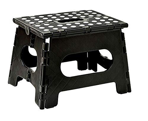 EFAILY Folding Step Stool,11 Inches Wide with Handle for Kitchen, Bedroom, Bathroom ,Kids or Adults (Black)