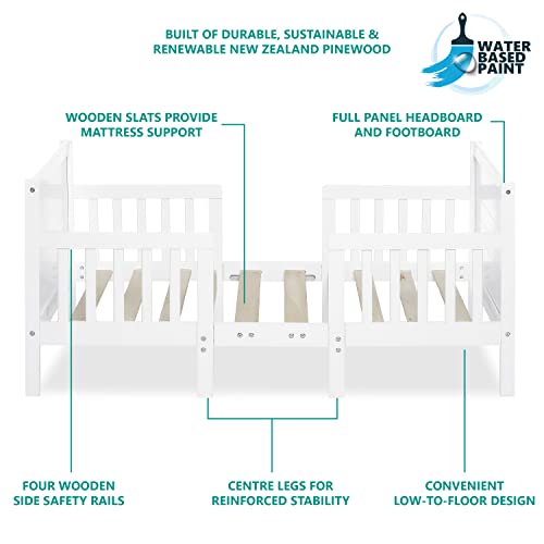 Dream On Me Hudson 3 In 1 Convertible Toddler Bed In White, Greenguard Gold Certified, JPMA Certified, Non Toxic Finishes, Made of Sustainable New Zealand Pinewood