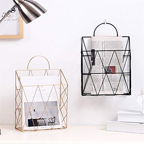 oAtm0eBcl Handheld Wall Hanging Magazines Storage Basket, Desktop Books Newspapers Storage Basket Rack Organizer Black