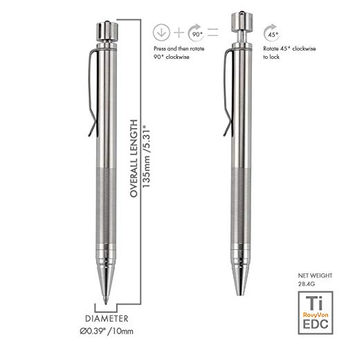 RovyVon Titanium Pen, Quality Ballpoint Pens, Bolt Action Pen(Commander C20)