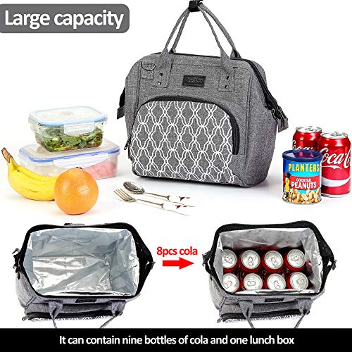 AmHoo Lunch Bag for women Lunch Boxes Insulated Leak-proof Meal Prep Cooler Tote Bag Double YKK Zippers Waterproof Black