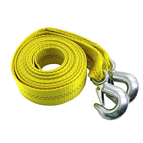 HFS (R) 4.5 Ton 2 Inch x 20 Ft. Polyester Tow Strap Rope 2 Hooks 10000lb Towing Recovery