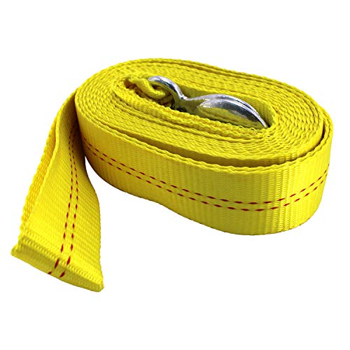 HFS (R) 4.5 Ton 2 Inch x 20 Ft. Polyester Tow Strap Rope 2 Hooks 10000lb Towing Recovery