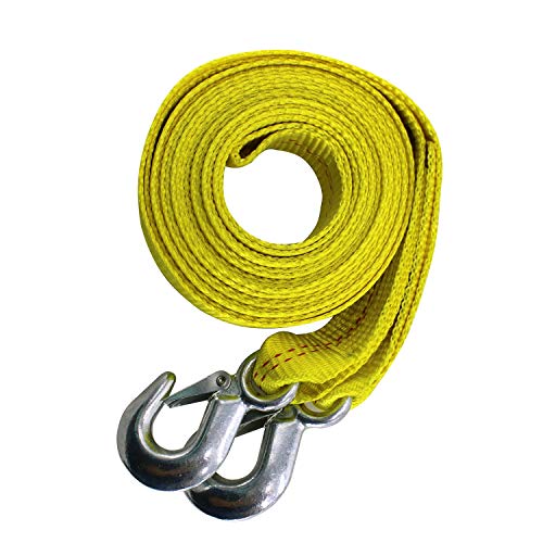 HFS (R) 4.5 Ton 2 Inch x 20 Ft. Polyester Tow Strap Rope 2 Hooks 10000lb Towing Recovery